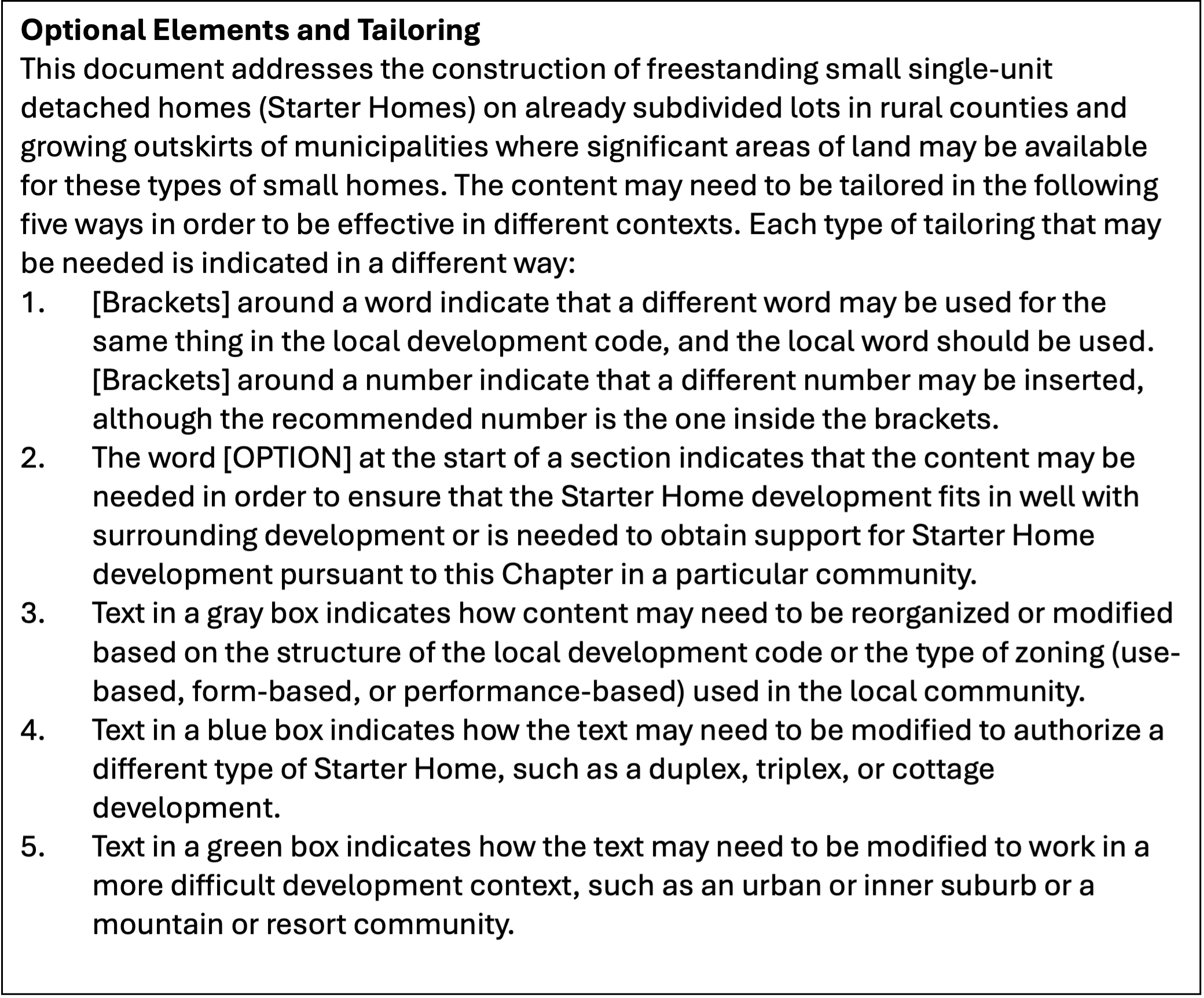 Starter Home Zoning Template